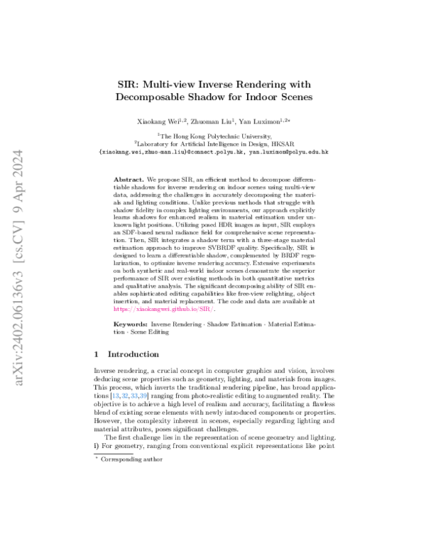 (PDF) SIR: Multi-view Inverse Rendering with Decomposable Shadow for ...