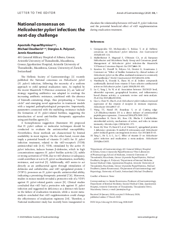 (PDF) National consensus on Helicobacter pylori infection: the next-day ...