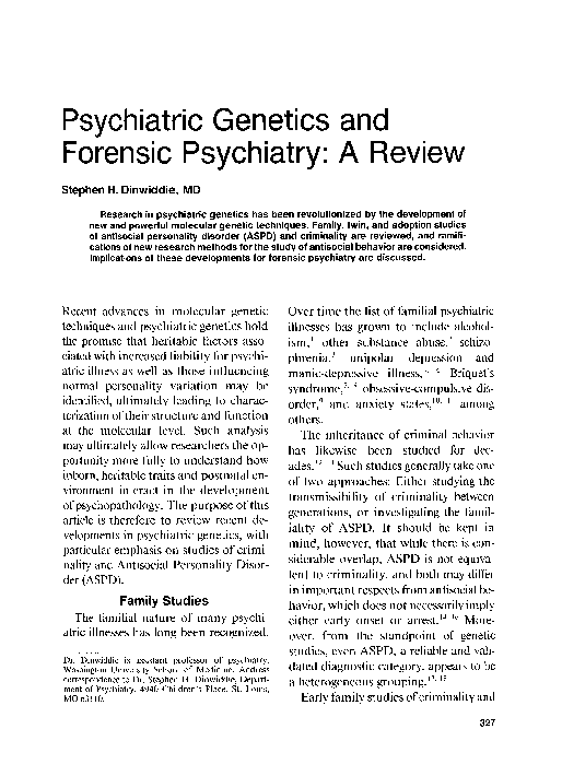 (PDF) Psychiatric genetics and forensic psychiatry: a review