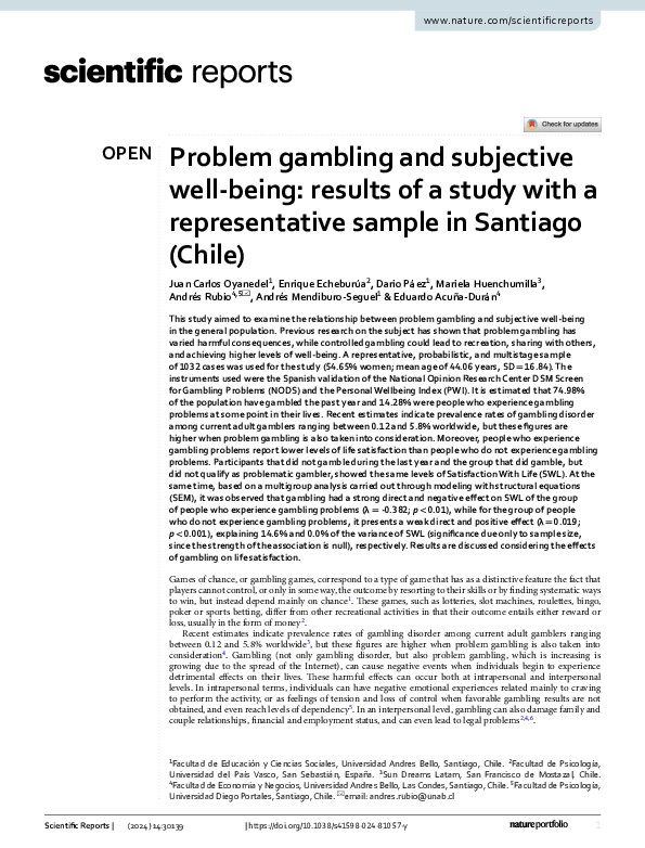 (PDF) Problem gambling and subjective well-being: results of a study with a representative ...