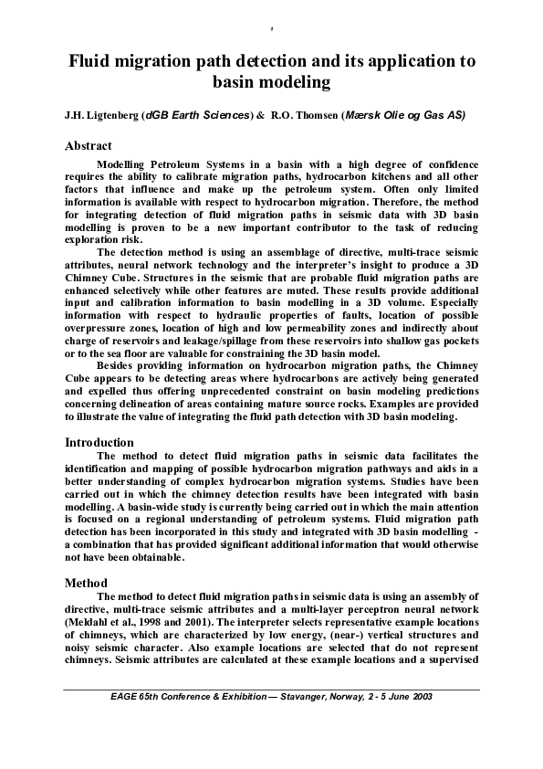 (PDF) Fluid Migration Path Detection and Its Application to Basin Modelling