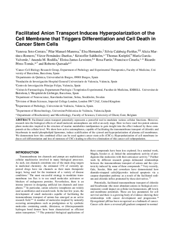 (PDF) Facilitated Anion Transport Induces Hyperpolarization of the Cell ...