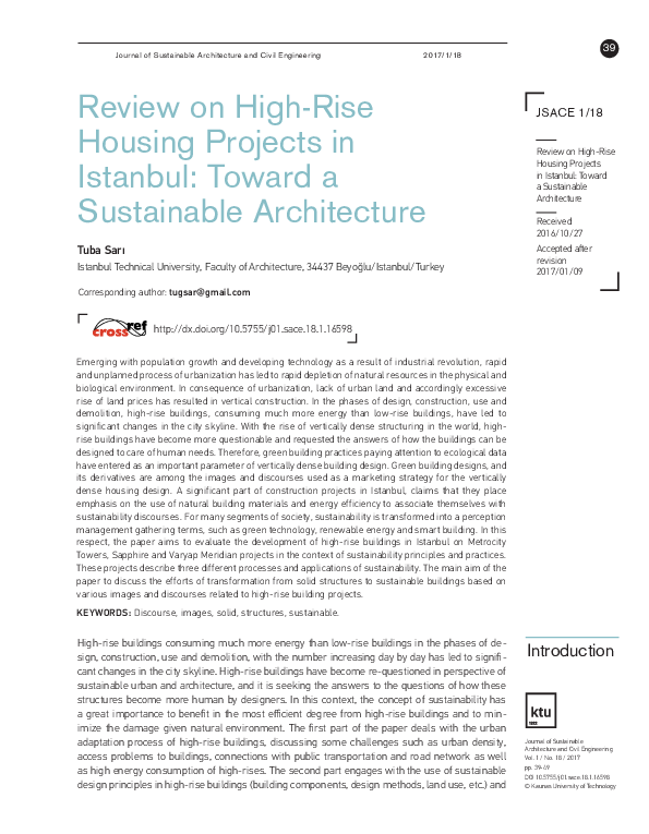 (PDF) Review On High-Rise Housing Projects in Istanbul: Toward A ...