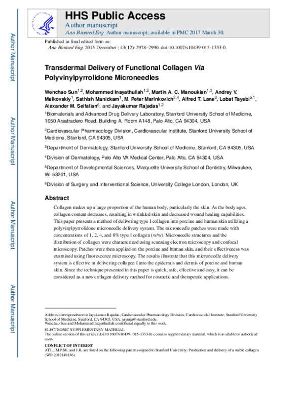 (PDF) Transdermal Delivery of Functional Collagen Via ...
