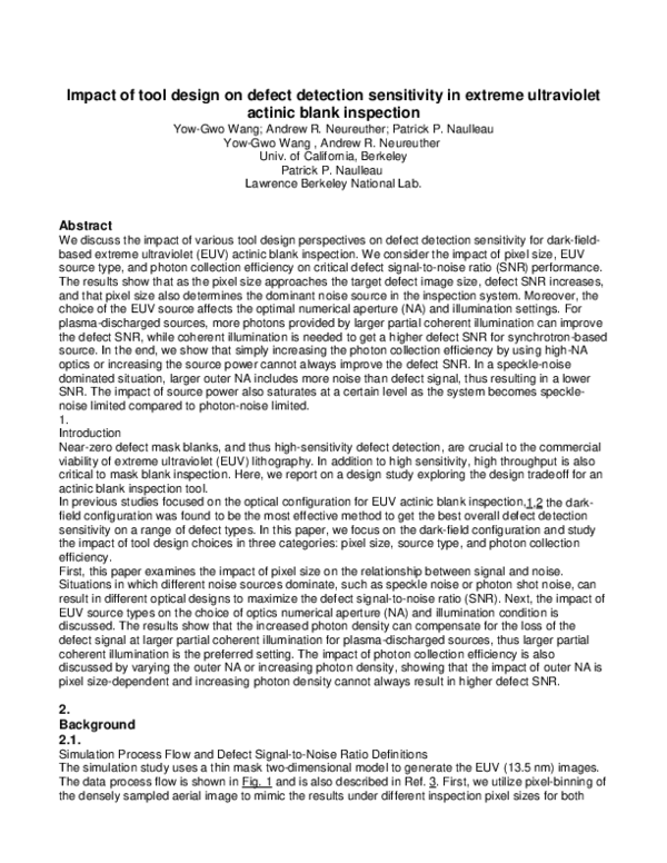 (PDF) Impact of tool design on defect detection sensitivity in extreme ...