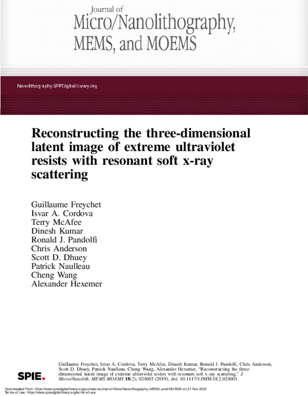 (PDF) Reconstructing the three-dimensional latent image of extreme ultraviolet resists with ...