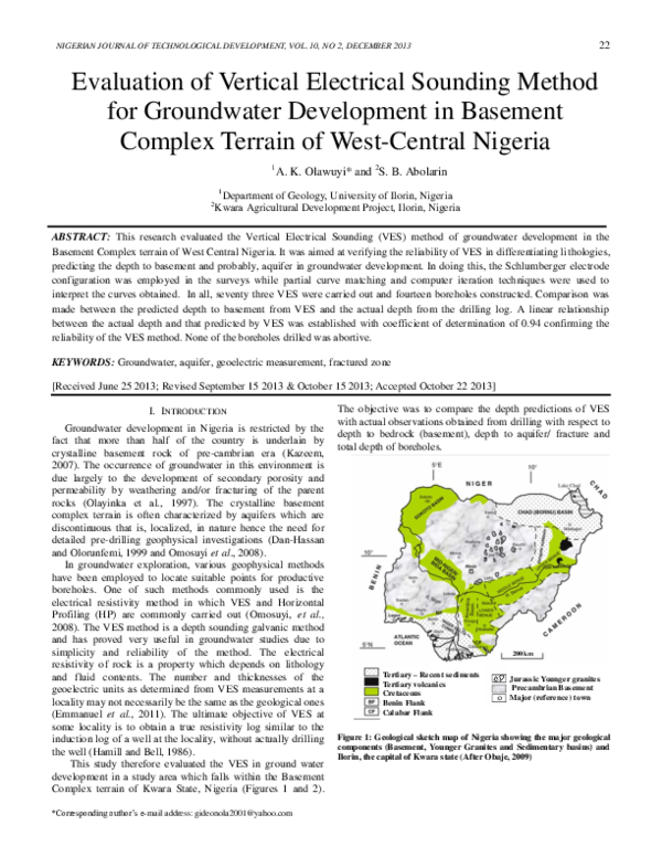 (PDF) Evaluation of Vertical Electrical Sounding Method for Groundwater ...