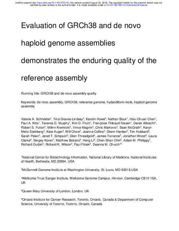 (PDF) Evaluation of GRCh38 and de novo haploid genome assemblies ...
