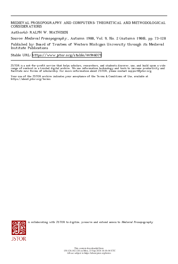 (PDF) Medieval Prosopography and Computers