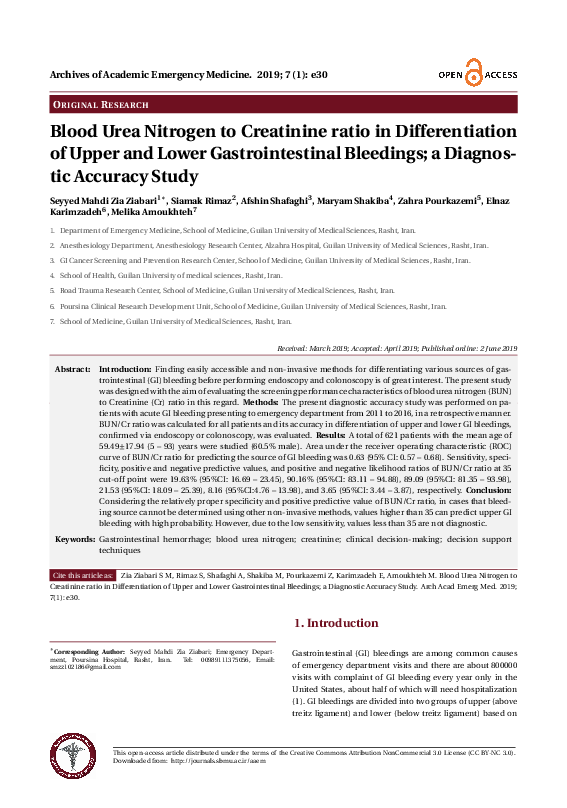 (PDF) Blood Urea Nitrogen to Creatinine ratio in Differentiation of ...