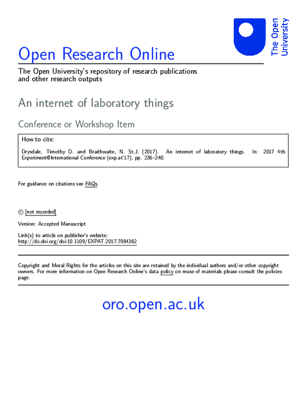 (PDF) An internet of laboratory things