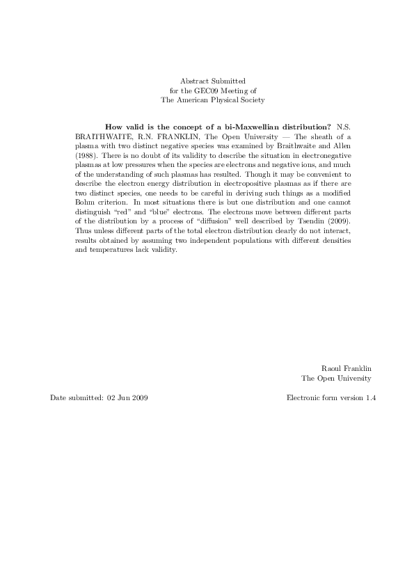 (PDF) How valid is the concept of a bi-Maxwellian distribution?