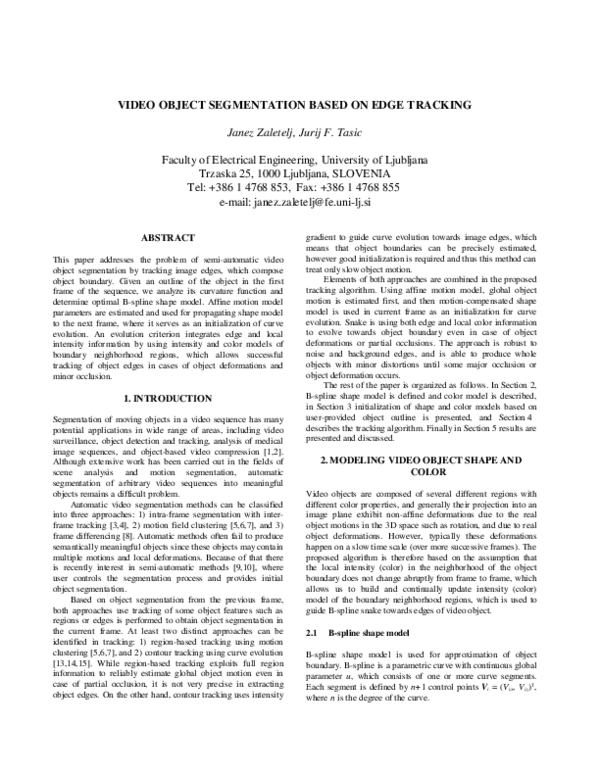 (PDF) Video object segmentation based on edge tracking