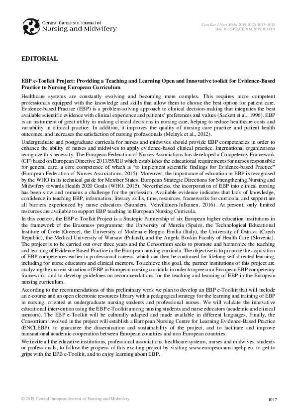 (PDF) EBP e-Toolkit Project: Providing a Teaching and Learning Open and ...