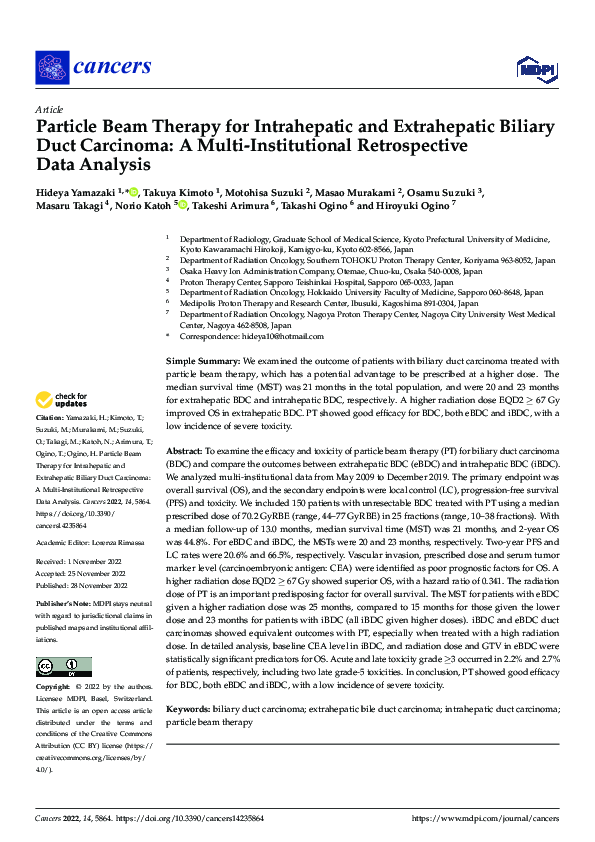 (PDF) Particle Beam Therapy for Intrahepatic and Extrahepatic Biliary ...