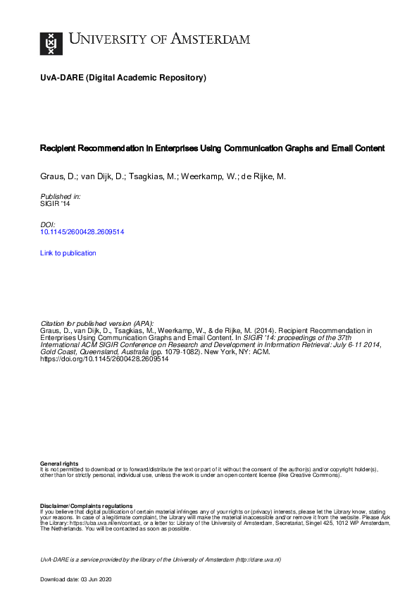 (PDF) Recipient recommendation in enterprises using communication ...
