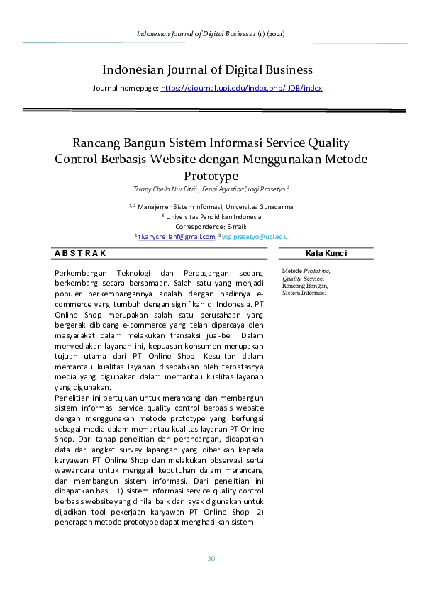 (PDF) Rancang Bangun Sistem Informasi Service Quality Control Berbasis Website dengan ...