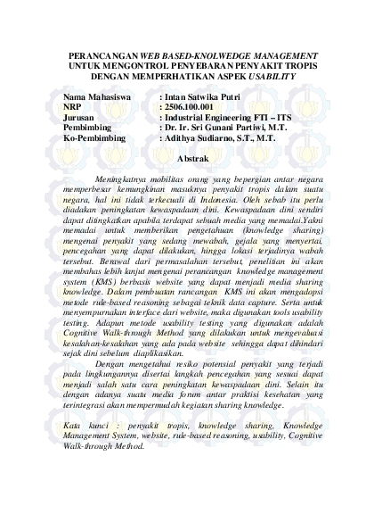 (PDF) Perancangan Web Based-Knowledge Management Untuk Mengontrol Penyebaran Penyakit Tropis ...