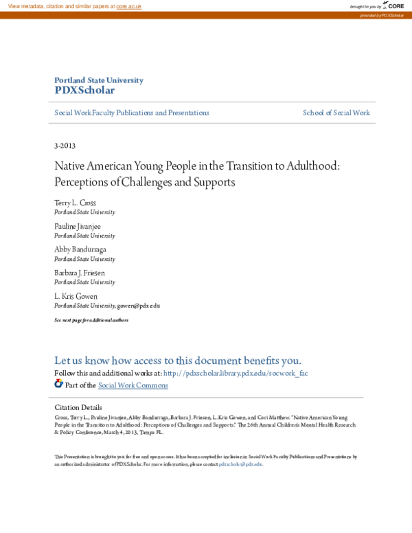 (PDF) Native American Young People in the Transition to Adulthood ...