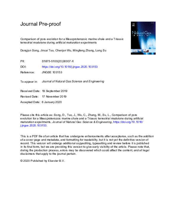 (PDF) Comparison of pore evolution for a Mesoproterozoic marine shale ...
