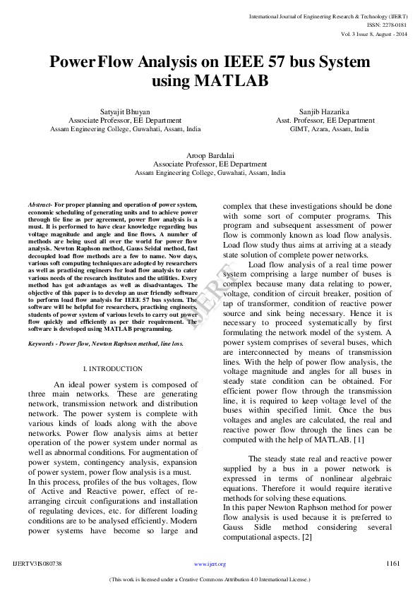 (PDF) Power Flow Analysis on IEEE 57 bus System using MATLAB