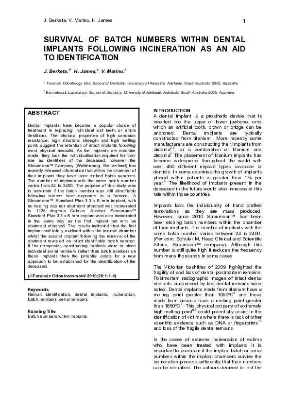 (PDF) Survival of batch numbers within dental implants following ...