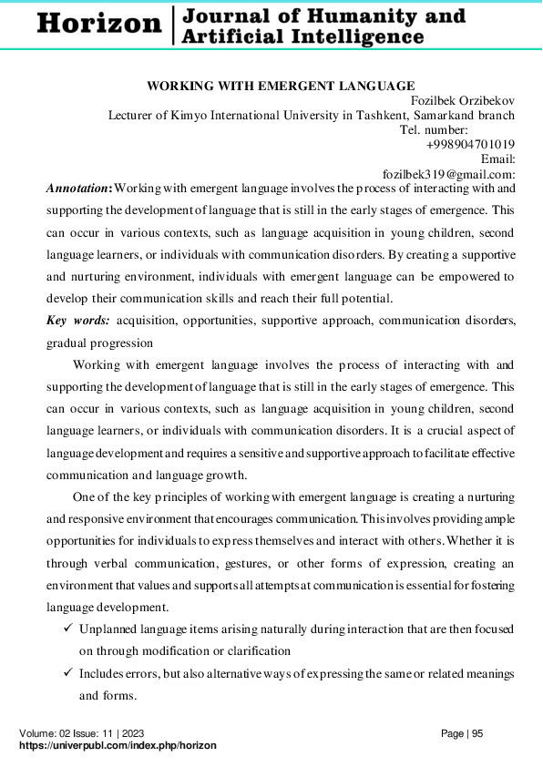 (PDF) WORKING WITH EMERGENT LANGUAGE