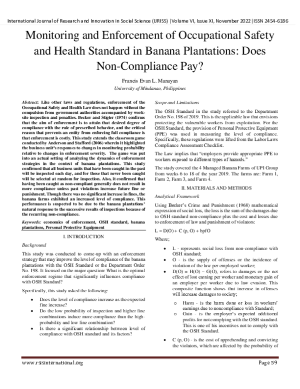 (PDF) Monitoring and Enforcement of Occupational Safety and Health ...