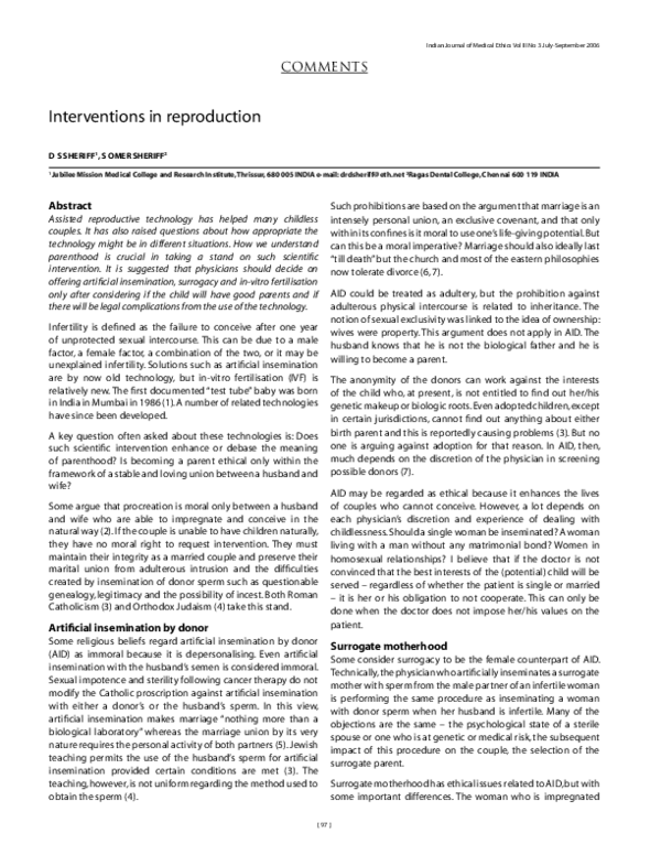 Interventions in reproduction