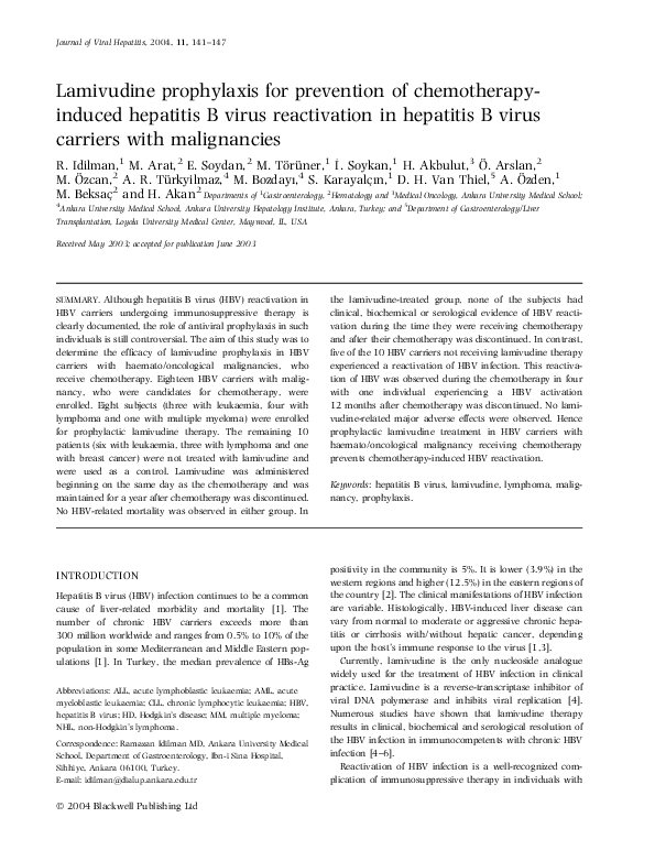 (PDF) Lamivudine prophylaxis for prevention of chemotherapy induced ...