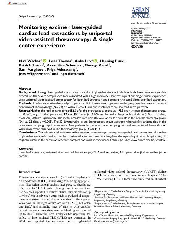 (PDF) Monitoring excimer laser-guided cardiac lead extractions by ...