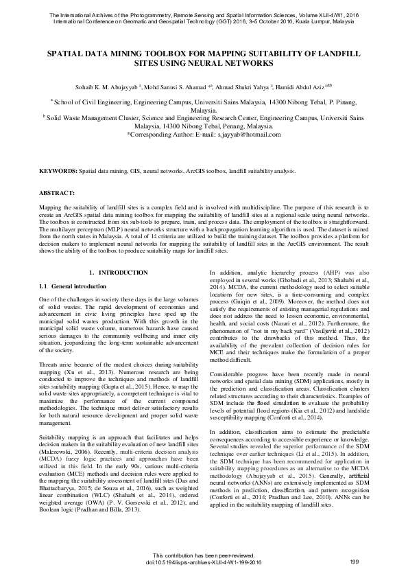 (PDF) Spatial Data Mining Toolbox for Mapping Suitability of Landfill ...
