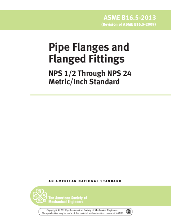 (PDF) Pipe Flanges and Flanged Fittings NPS 1/2 Through NPS 24 Metric ...