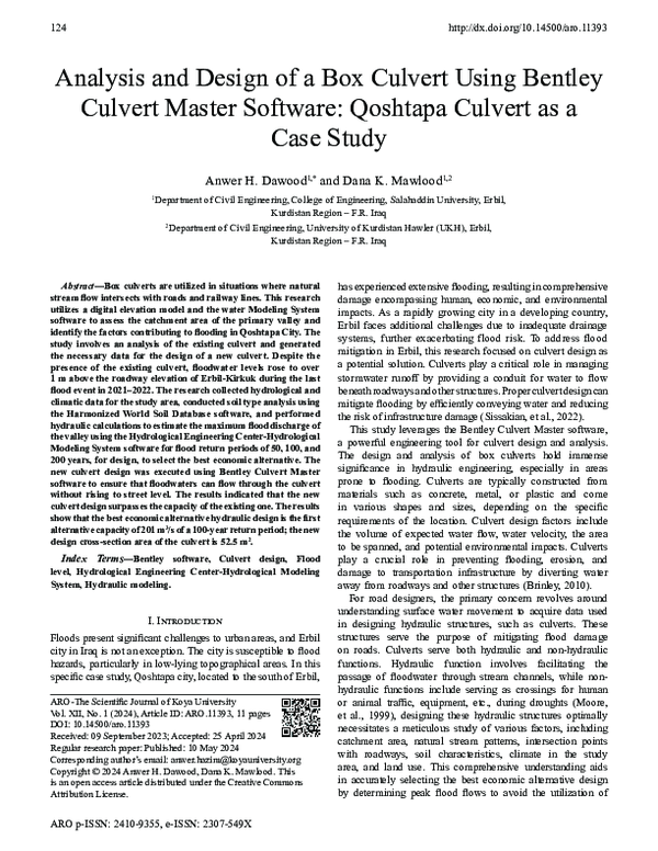 (PDF) Analysis and Design of a Box Culvert Using Bentley Culvert Master ...