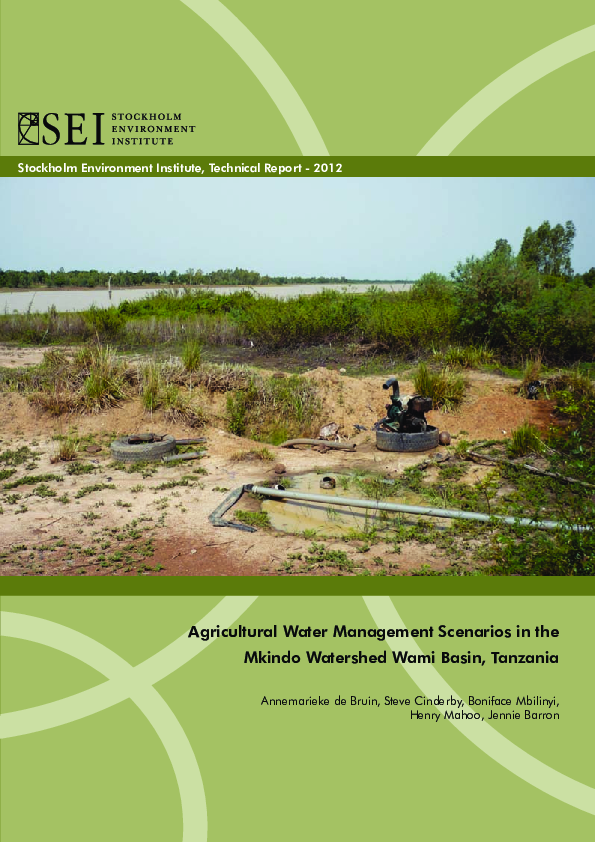 (PDF) Agricultural water management scenarios in the Mkindo watershed ...