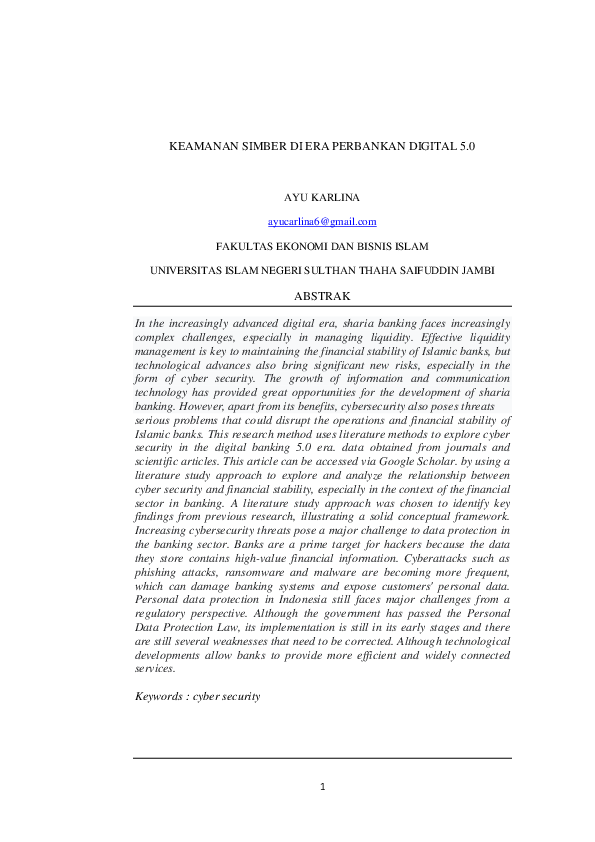 (PDF) KEAMANAN SIMBER DI ERA PERBANKAN DIGITAL 5.0