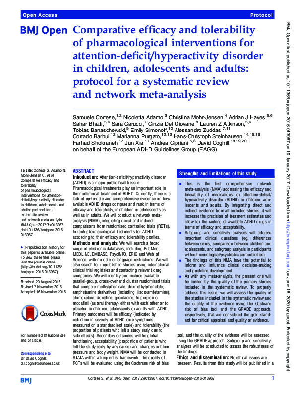 (PDF) Comparative efficacy and tolerability of pharmacological interventions for attention ...