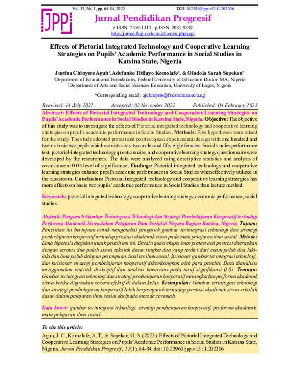 (PDF) Effects of Pictorial Integrated Technology and Cooperative ...