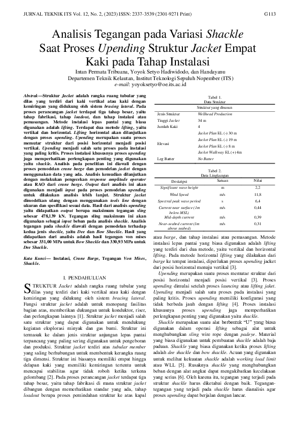 (PDF) Analisis Tegangan pada Variasi Shackle Saat Proses Upending ...