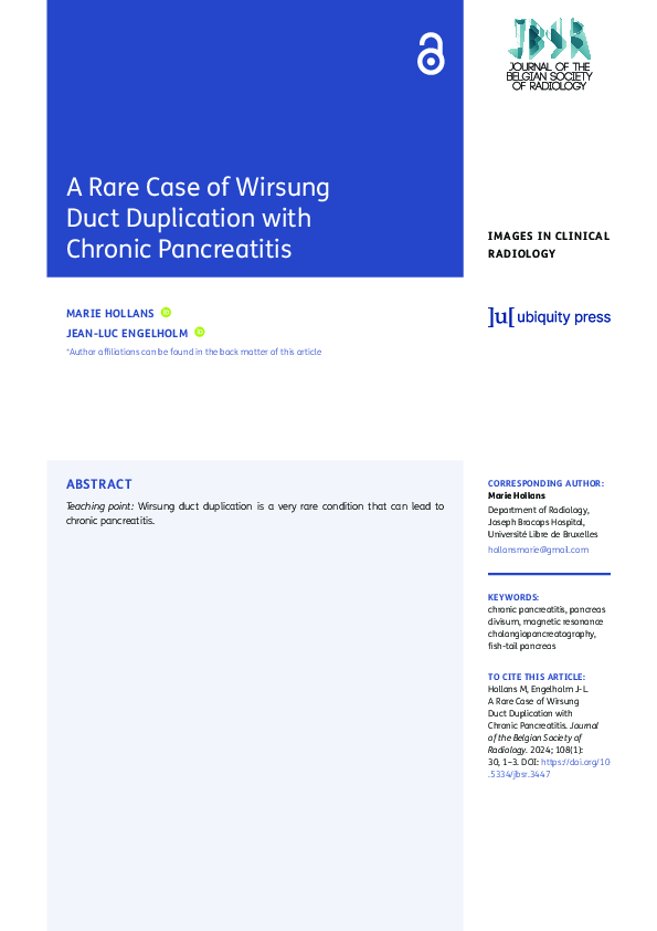 (PDF) A Rare Case of Wirsung Duct Duplication with Chronic Pancreatitis