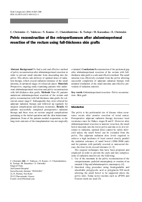 (PDF) Pelvic reconstruction of the retroperitoneum after ...