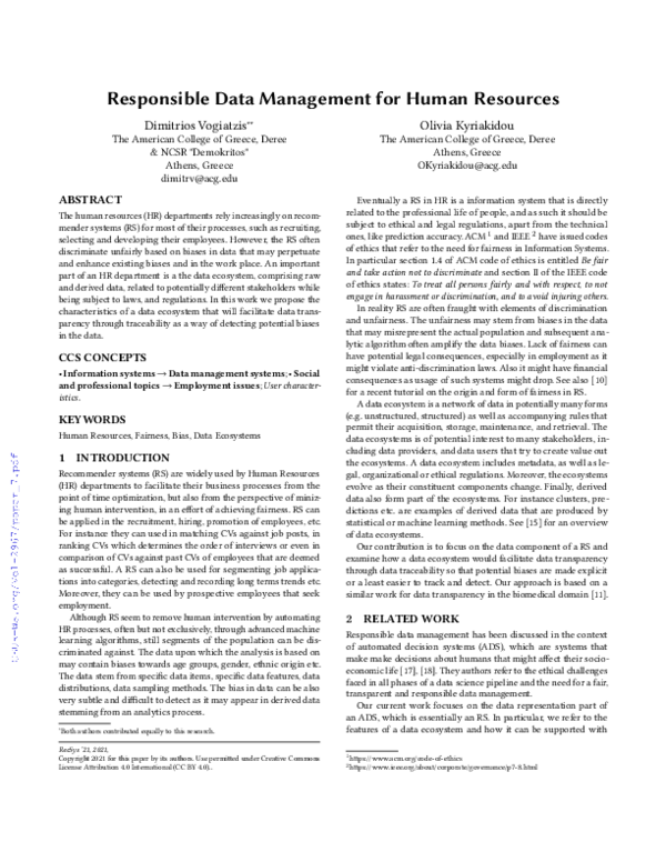 (PDF) Responsible Data Management for Human Resources