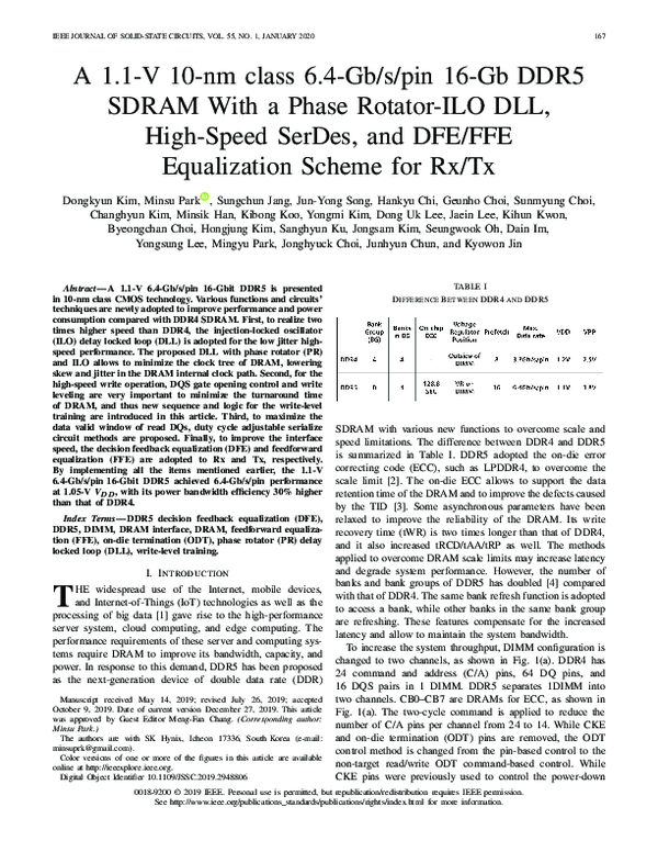 (PDF) A 1.1-V 10-nm Class 6.4-Gb/s/Pin 16-Gb DDR5 SDRAM With a Phase Rotator-ILO DLL, High-Speed ...