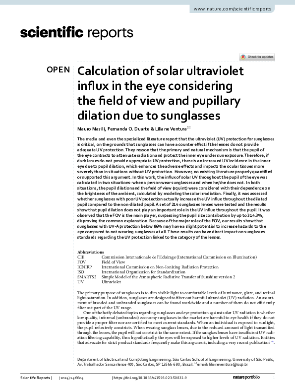 (PDF) Calculation of solar ultraviolet influx in the eye considering ...