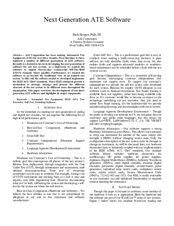 (PDF) Next Generation ATE Software