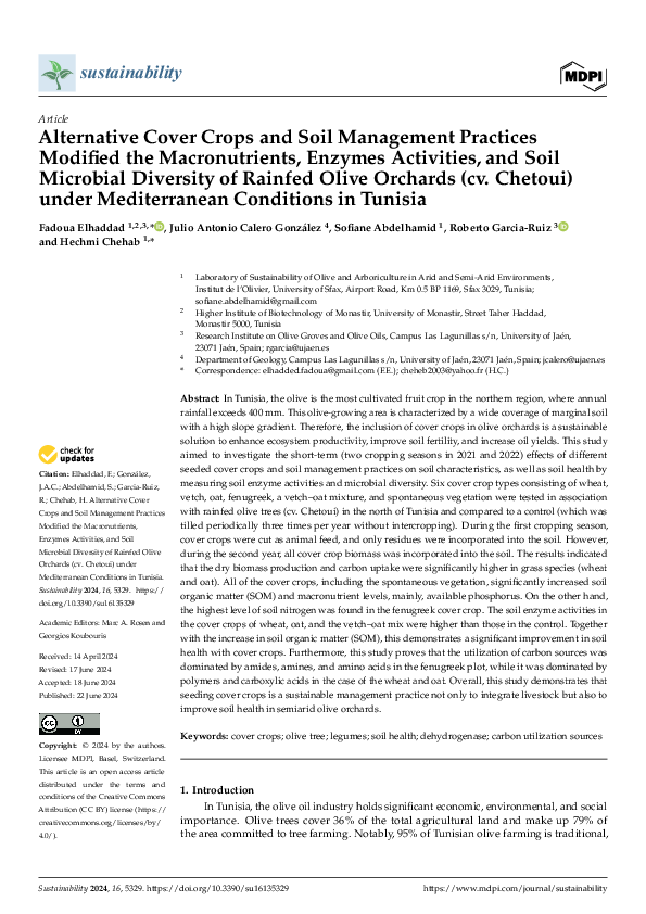 (PDF) Alternative Cover Crops and Soil Management Practices Modified the Macronutrients, Enzymes ...