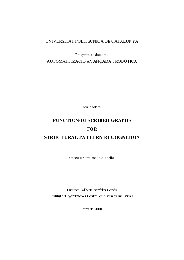 (PDF) Function-Described Graphs for Structural Pattern Recognition
