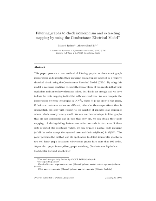 (PDF) Filtering graphs to check isomorphism and extracting mapping by using the Conductance ...
