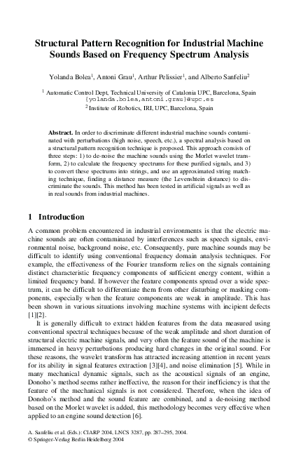 (PDF) Structural Pattern Recognition for Industrial Machine Sounds Based on Frequency Spectrum ...