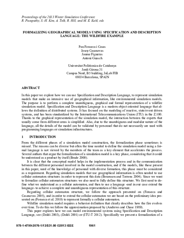 (PDF) Formalizing geographical models using specification and description language: The wildfire ...